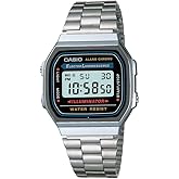 Casio Unisex Vintage A168WEMB-1BDF Black Digital Dial Silver Stainless ...