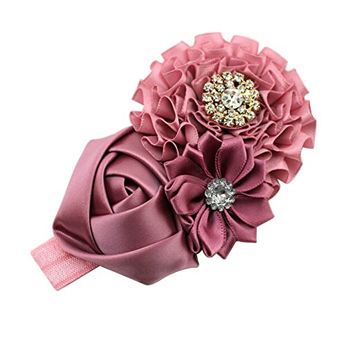 Sanwood Baby Girls Rhinestone Headband Ribbon Hair Band (Lime Pink ...