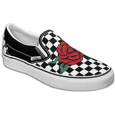 Vans Classic Slip On (Checkerboard Rose) Black/True White Shoe EYEXQV ...