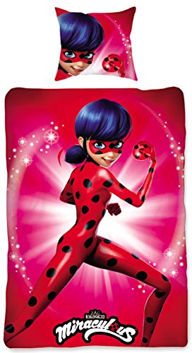 Buy Miraculous Ladybug Bedding Running, 135 x 200 cm + 80 x 80 cm, 100% ...
