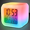 LED Digital Alarm Clock with Colorful Lights Multifunctional Mini Desk ...