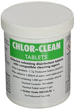 Guest Medical H8950/N Chlor-Clean in tubs of 100 tablets (Pack of 6 ...