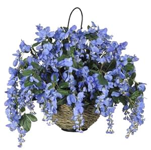 Artificial Wisteria Hanging Basket Color: Periwinkle Blue: Amazon.co.uk ...
