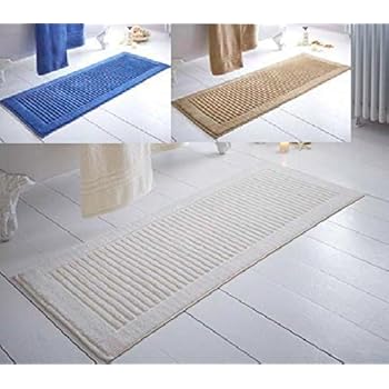 Extra Long Bath Mat, 800gsm In x3 Colours Cream, Blue or Latte (Cream ...