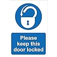 Please keep this door locked - Self adhesive sticker (200mm x 150mm ...