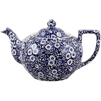 Burleigh Dark Blue Calico Teapot Large 1 litre: Amazon.co.uk: Kitchen ...