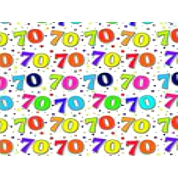 70th Birthday Wrapping Paper Gift Wrap, 2 Sheets, 1 Matching Tag 70 ...