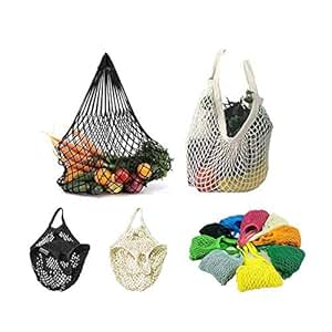 4 Pack Reusable Mesh Cotton Net Market String Bag Organizer ...