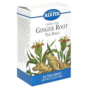 Alvita Teas, Ginger Root Tea Bags, Caffeine Free, 24 Tea Bags, 2.12 oz ...