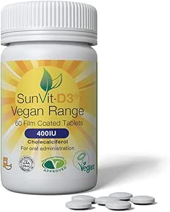 SunVit-D3 Vegan Vitamin D3 400iu Tablets x 60 - Daily DOSE - (UK ...