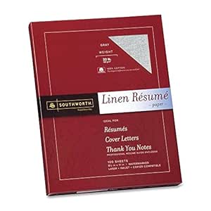Southworth RD18GCFLN Resume Paper, Linen, 32 lb, 8-1/2 in.x11 in., 100 ...