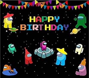 Among Us Birthday Party Backdrop, Banner (Medium). Re-Usable Flex (6 ft ...