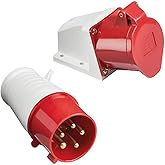 ESR 32 Amp 415V 5 Pin Interlock Socket Switched 3P+N+E 3 Phase Red: Buy ...