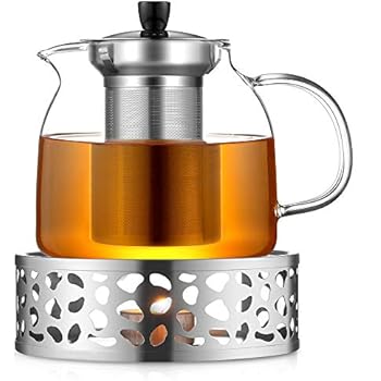 WMF SensiTea Teekanne mit Sieb und Stövchen, Glas, Edelstahl Cromargan ...