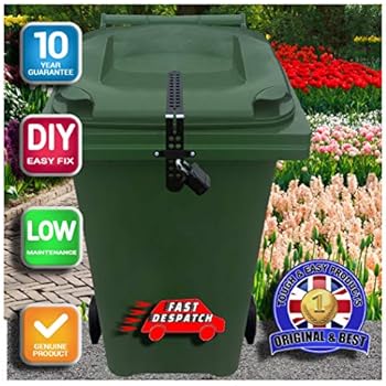 Biffa Bin Wheelie Bin Lid Lock with Padlock, Quick & Easy Stop Thief ...