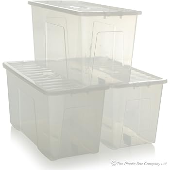 EXTRA LARGE CLEAR PLASTIC STORAGE BOX WITH LID 133 LITRE: Amazon.co.uk ...