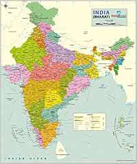 India Political Map - Art Paper (27.55" W x 33" H) : Maps Of India ...