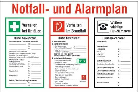 Notfall- und Alarmplan Kunststoff PVC: Amazon.de: Baumarkt