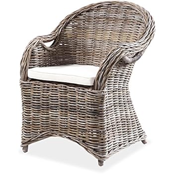 Esszimmer-Sessel Rattan Grau Rattan Korbsessel Esszimmerstuhl Korb ...