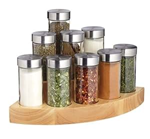 MasterClass 3-Tier Wooden Corner Spice Rack with Herbs and Spices ...