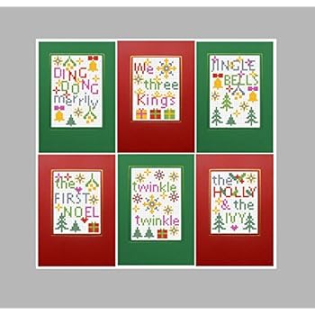 6 CROSS STITCH CHRISTMAS CARDS KIT Red-Grey: Amazon.co.uk: Office Products
