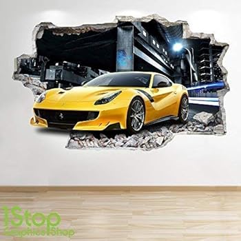 1Stop Graphics Shop FERRARI WALL STICKER 3D LOOK - BOYS KIDS BEDROOM ...