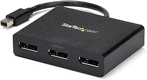 StarTech.com 3-Port Multi Monitor Adapter - Mini DisplayPort to DisplayPort MST Hub, Dual 4K30Hz ...
