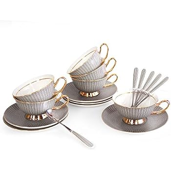 Porcelain Tea Sets with Cups and Saucers - White New Bone China Tea ...