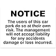 RDLCAR Car Park Liability Disclaimer Signs 1mm Thick PVC Pack of 1 ...