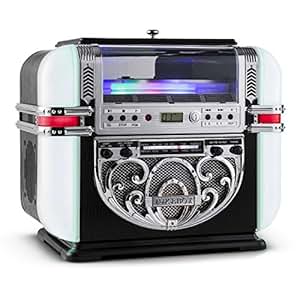 Ricatech RR700 Jukebox CD Player With Built In Stereo Speakers, Mini Tabletop Jukebox With Radio ...