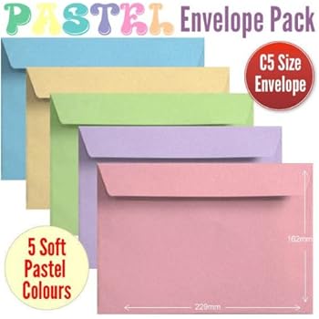 100 DL Pastel Colour Envelopes. Multi Coloured DL Gummed Pastel ...