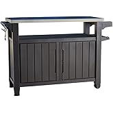 Keter BBQ Side Table Unity Chef Black with Large Stainless Steel ...