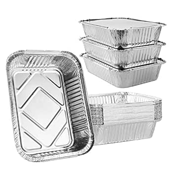 ASelected 50PCS Disposable Aluminium Large Foil Trays with Lids ...
