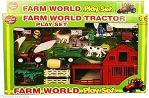Kids Farm World Plastic Play Set Toy Animals Tractor Figures Childrens ...