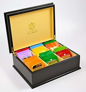 IndianTeaCompany Premier Black Wooden Tea Chest 6 Compartment with ...