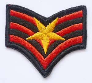 Army Red Sergeant Stripes & Military Star Iron Sew On Patch Badge Art ...