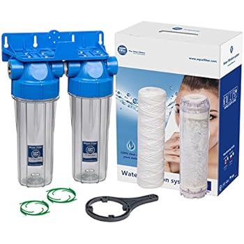 Double 10" Filter Housing Set Two Stage Water Filtration System 3/4 ...