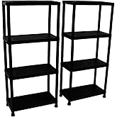 Oypla 3 Tier Black Plastic Heavy Duty Shelving Racking Storage Unit ...