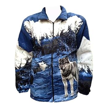 WOLF WOLVES FLEECE JACKET NEW FLEECED FUR LINED THERMAL EXCLUSIVE ZIP ...