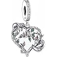 M&S Sloth Family Tree Couple Love Heart Charm Bead Pendant, 925 ...