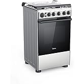 Midea 60x60cm Freestanding Cooker, Full Gas Cooking Range with 4 ...