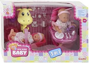 Simba Mini New Born Baby 105030677 Early Years Doll Play Set 3-in-1 ...