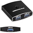 BUYFLUX USB 3.0 Switch Selector, 2 in 1 Out USB Switcher for 2 Computers Share 1 USB Devices Or ...