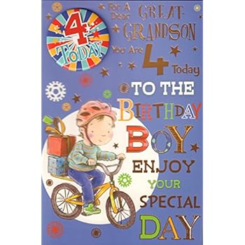 Great-Grandson 4th Birthday Card - ' for A Dear Great-Grandson You are ...