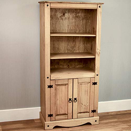 Vida Designs Corona Bookcase, 2 Door, Display Unit, Solid Pine Wood ...