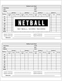Netball Score Record: Netball Game Record Score Keeper Book, Netball ...
