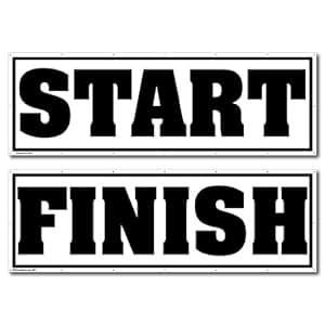 Race Banner - 4' x 12' "Start? and "Finish" - Black Vinyl Banner Set of ...