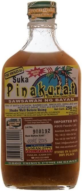 Suka Pinakurat Coconut Vinegar with spices extra hot 250ml: Amazon.co ...
