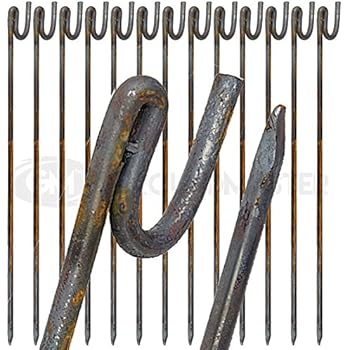 Suregreen 10 Pack Steel Fencing Pins - Height 1.3m with Shepherds Crook ...