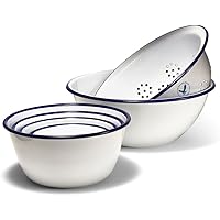 Genuine Falcon Enamelware Prep Set (Classic White with Blue Rim ...